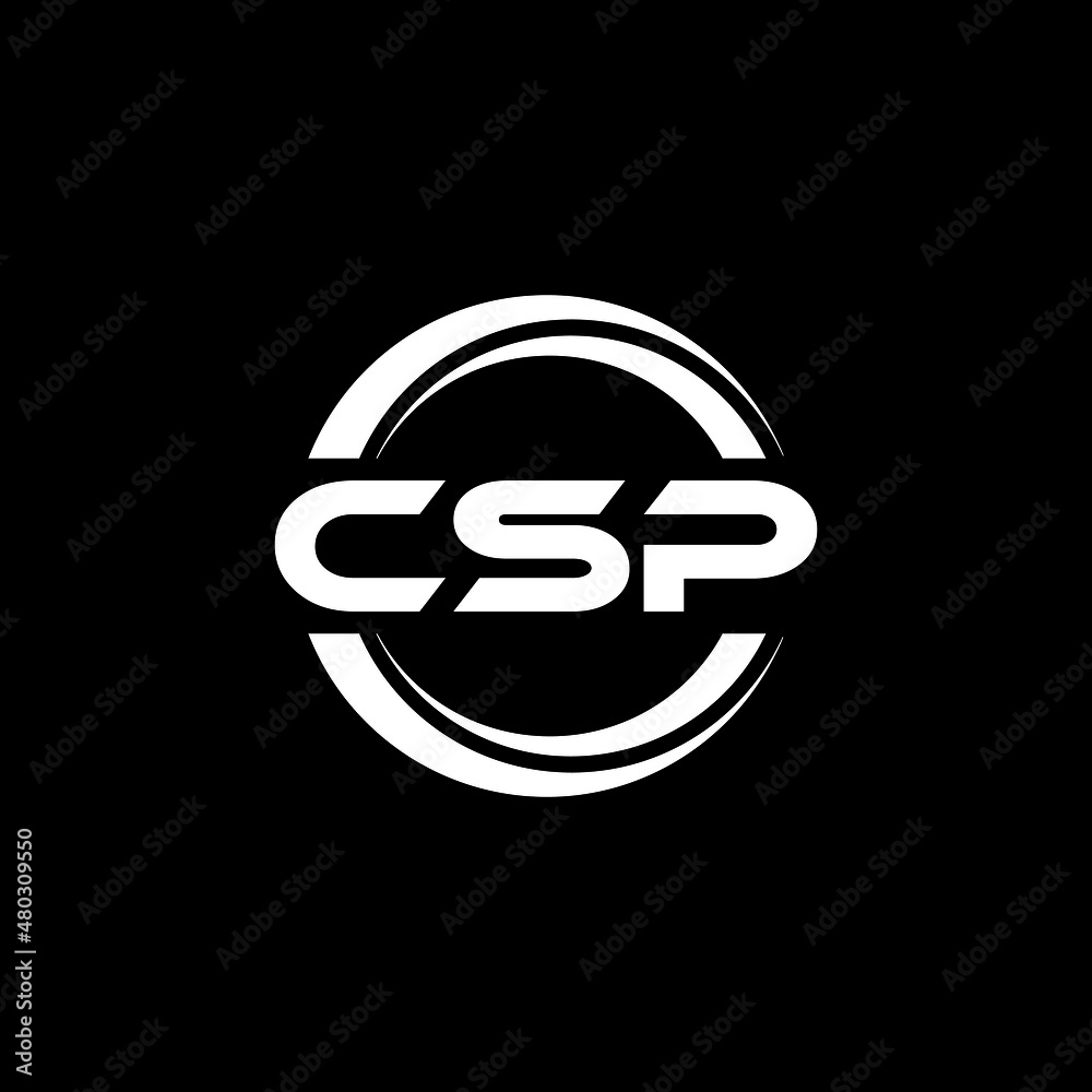 CSP letter logo design with black background in illustrator, vector ...