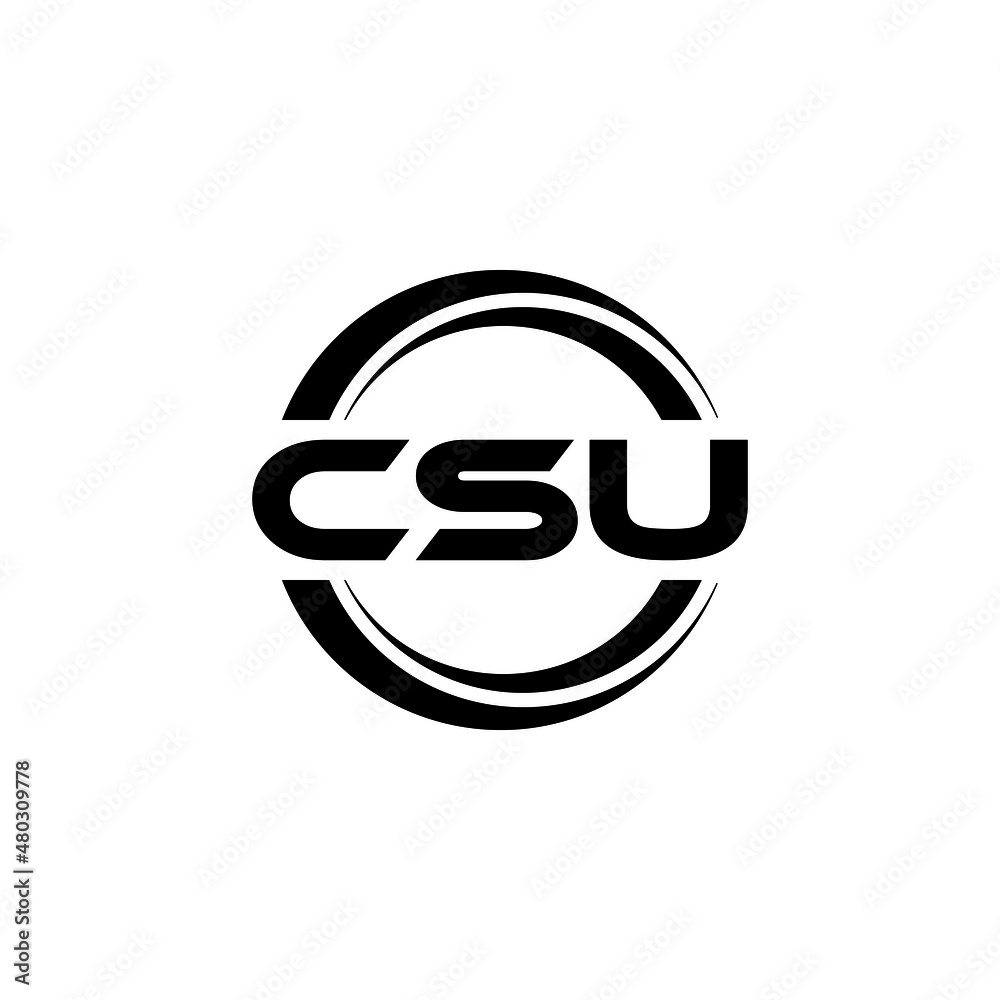 CSU letter logo design with white background in illustrator, vector ...
