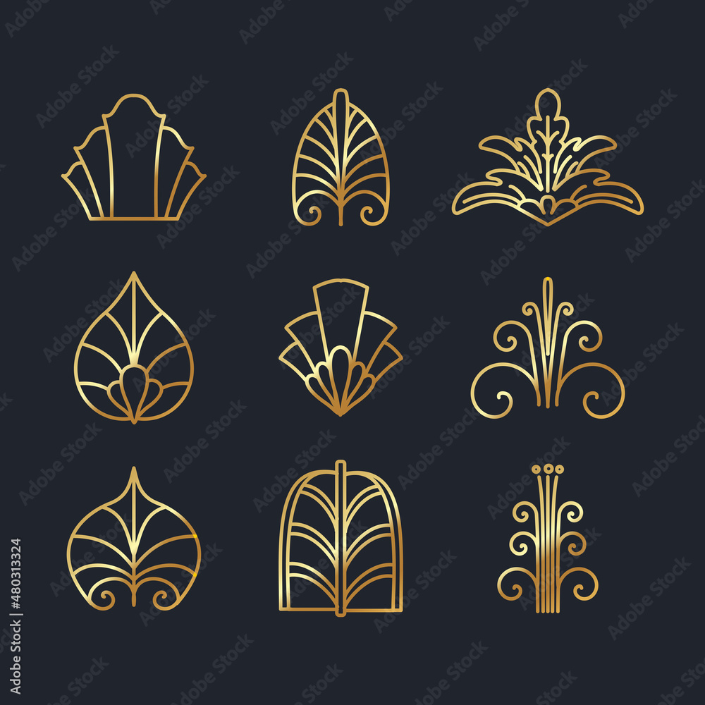 Beautiful set of Art Deco, palmette ornates from 1920s fashion and ...