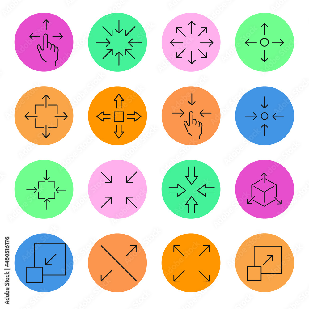 Scaling icon set . Scaling symbol pack vector elements for infographic ...