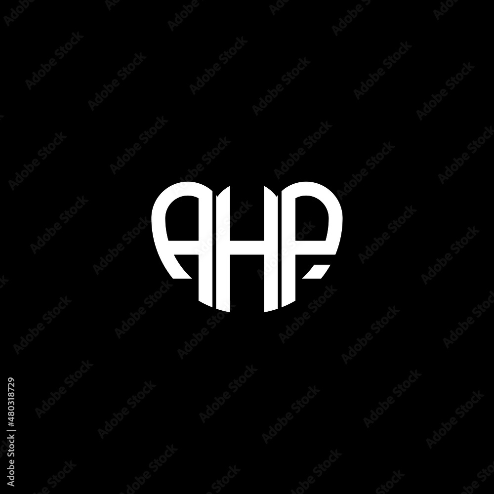 AHP letter logo design on black background. AHP creative initials ...