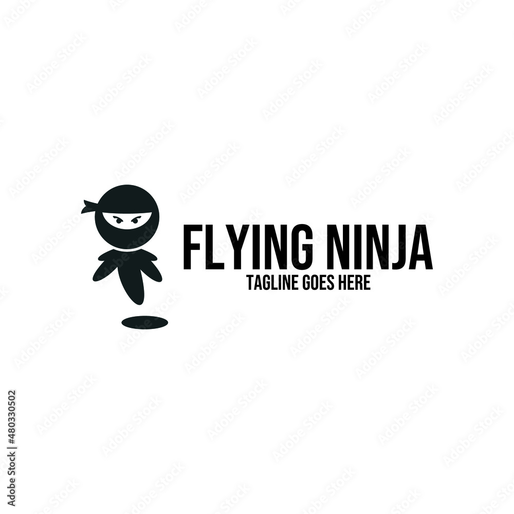 Simple but cute logo design featuring flying ninja Stock Vector | Adobe ...