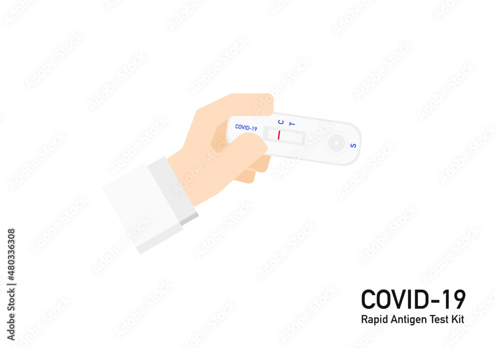set of Covid-19 antigen test kit resulted vector isolated on white ...