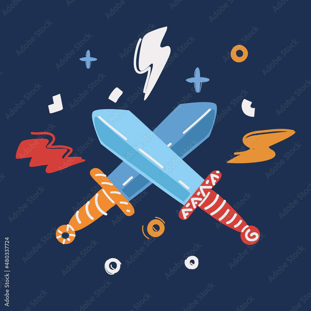Cartoon vector illustration of fight with swords. Stock Vector | Adobe ...
