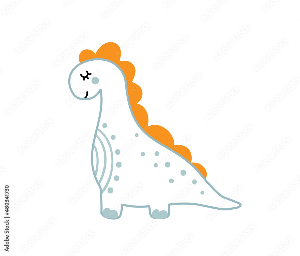 Cute baby hand drawn Dinosaur vector print. Sweet Cool dino ...