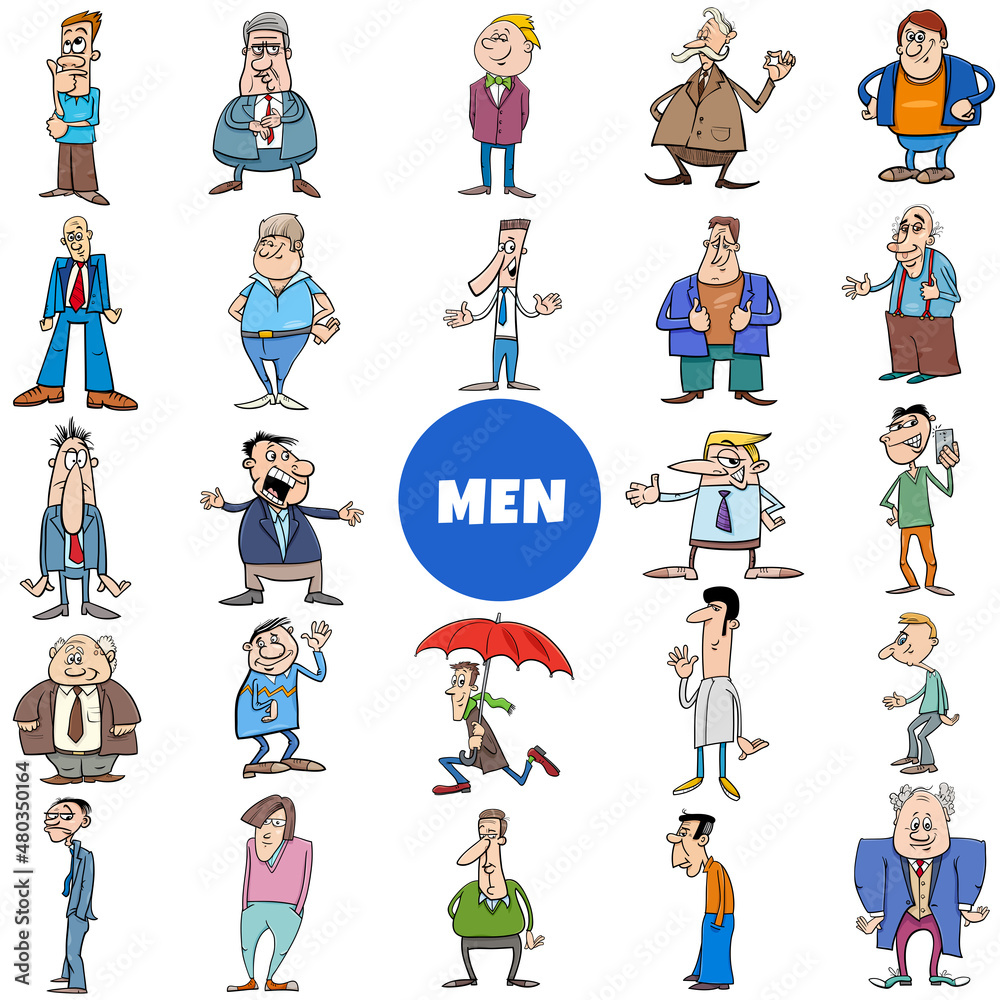 cartoon funny men characters big set Stock Vector | Adobe Stock