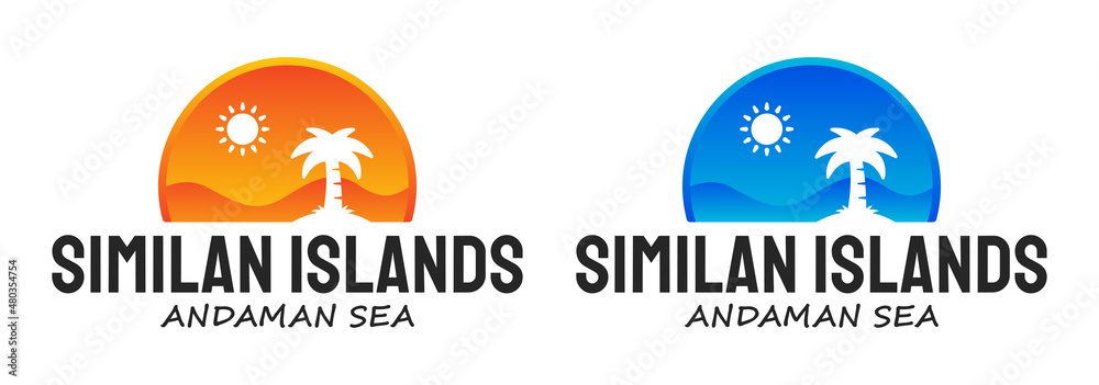 Similan island logo in graphic design. Thailand tourist destination ...