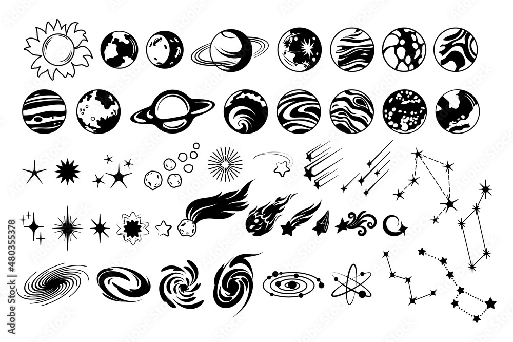 Solar System Silhouette Tattoo