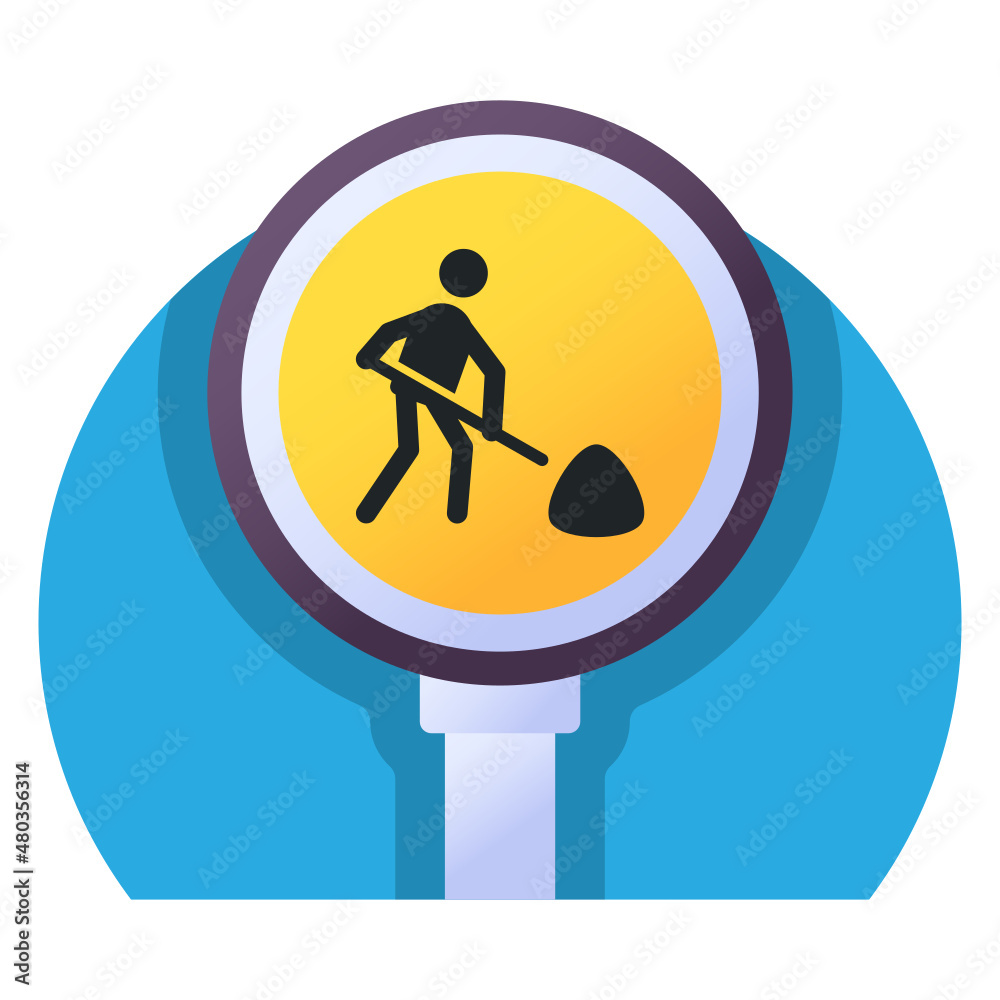 Construction Work ahead Vector Icon Design, Modern traffic guide ...