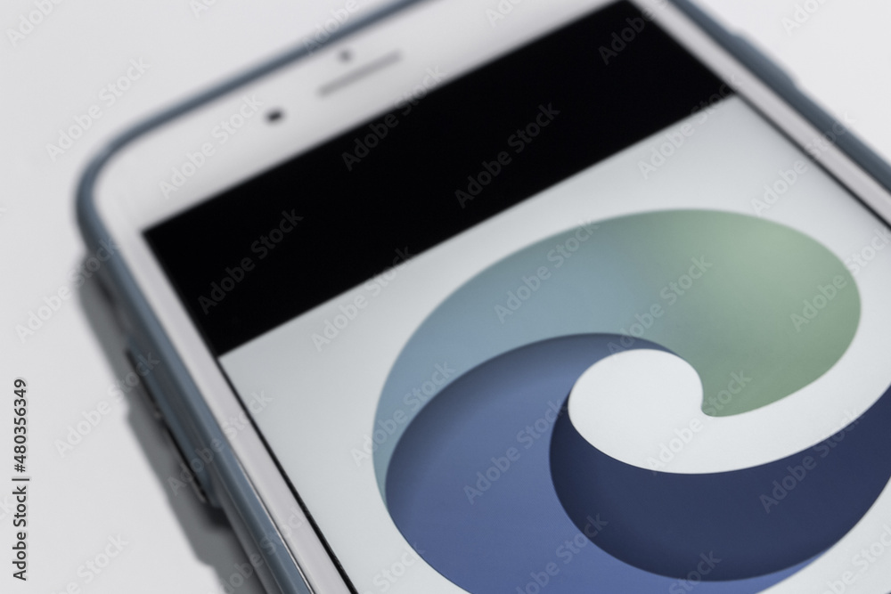 Kumamoto, JAPAN - Nov 10 2019 : The closeup logo of Microsoft Edge, a ...