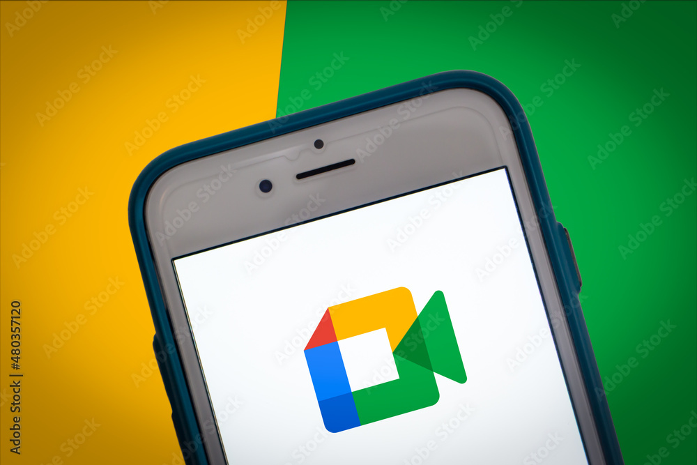 Kumamoto, JAPAN - May 17 2021 : The logo of Google Meet on smartphone ...