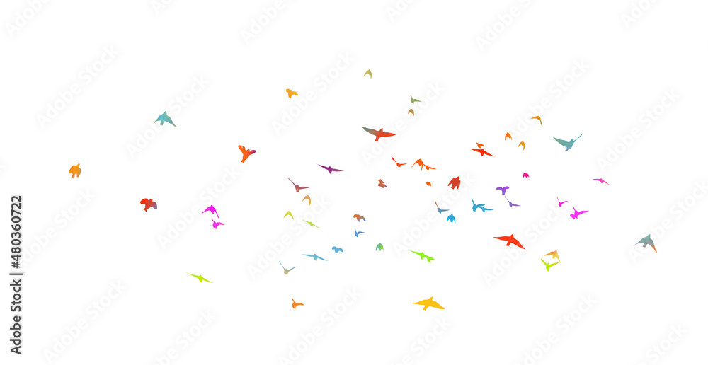 Multi-colored birds. A flock of flying rainbow birds. Vector ...