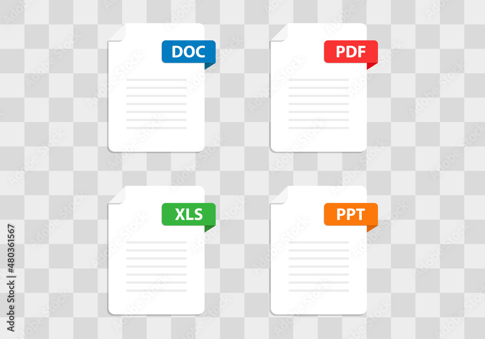 Document file icons . DOC, PDF, XLS,PPT . Vector Illustration Stock ...