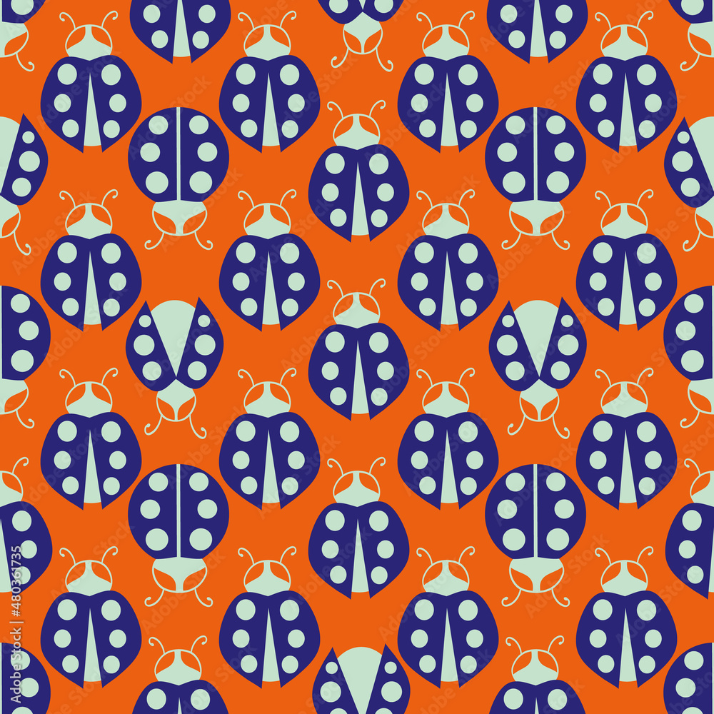 Cute ladybird seamless vector pattern background. Three different types ...