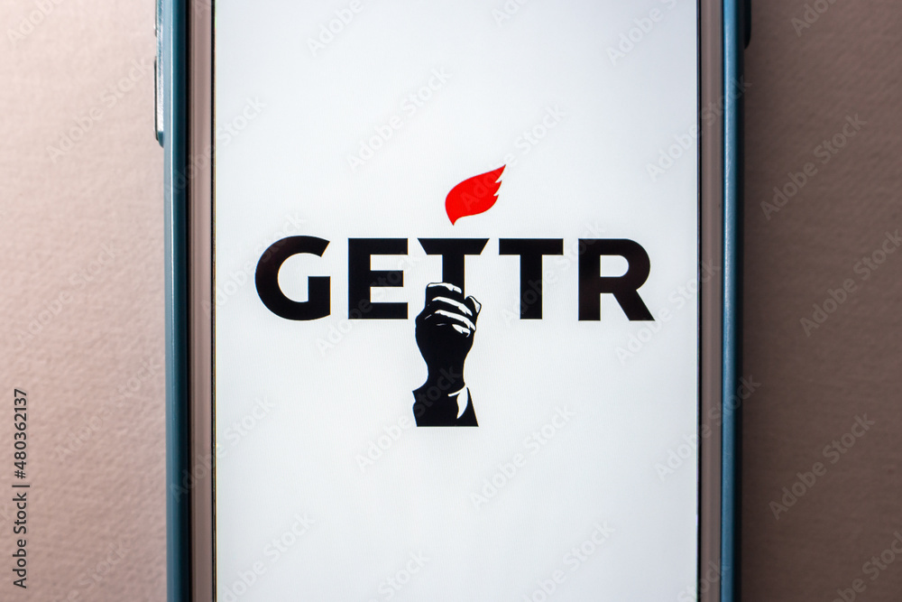 Kumamoto, JAPAN - Jul 13 2021 : The logo of Gettr app, a Twitter-like ...