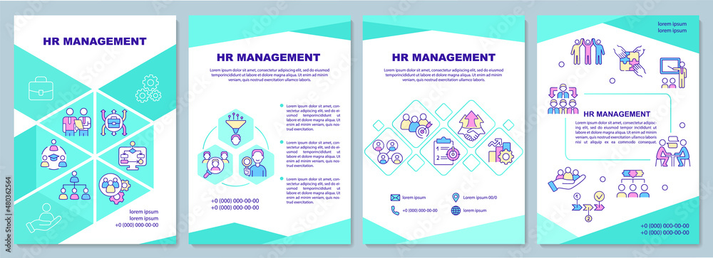 HR management brochure template. Recruitment process. Booklet print ...