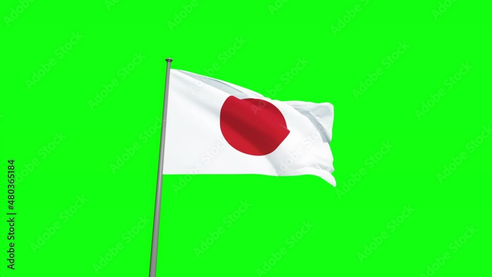 Japanese flag isolated on green screen. Flag of Japan for green matte ...