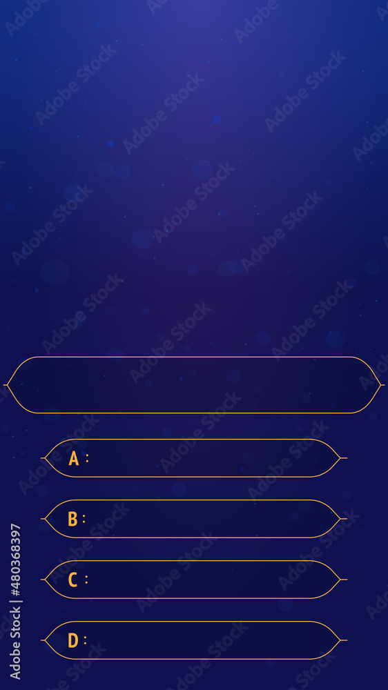 Vertical phone quiz app. Question and answers template from TV game ...