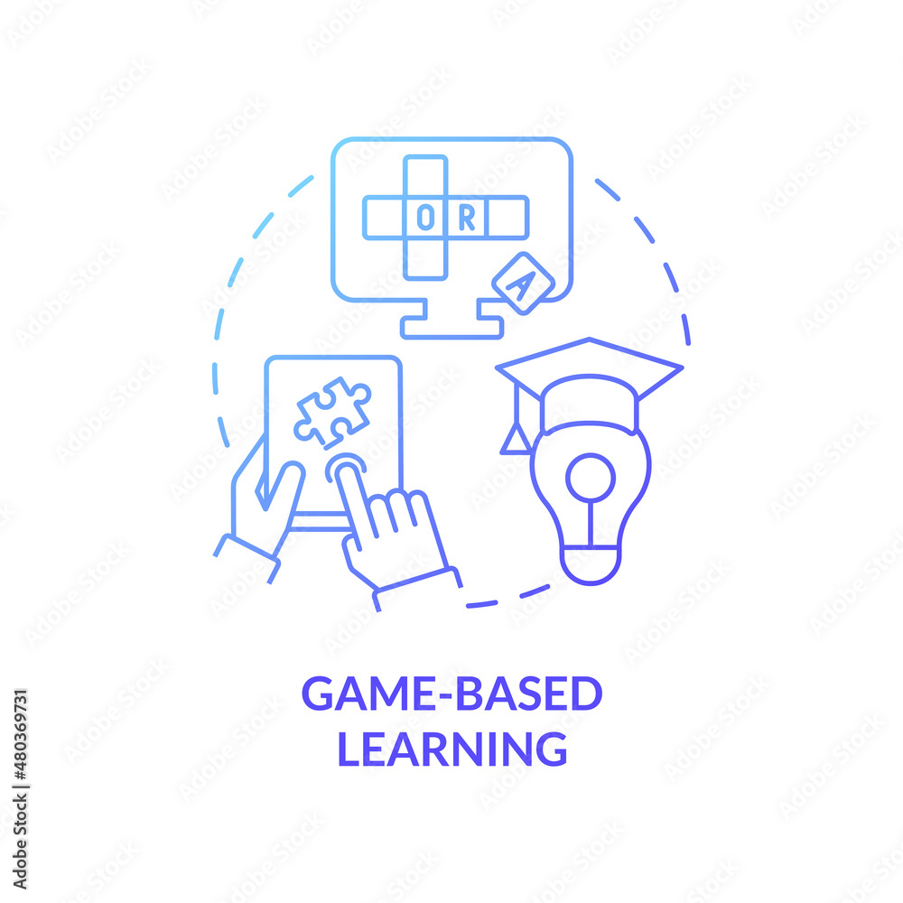 Game based learning blue gradient concept icon. Engagement and ...