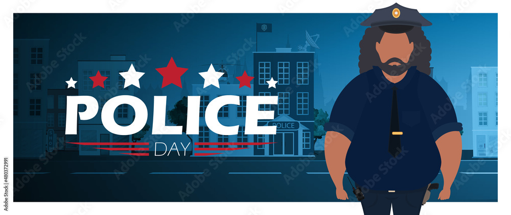 Police Day poster in cartoon style. Feast of the defenders of order ...