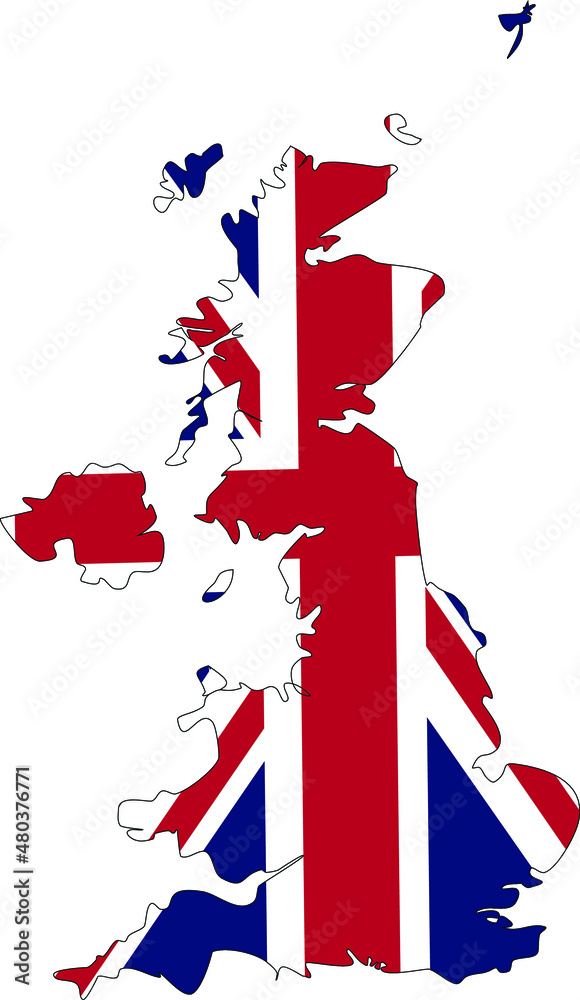 uk map icon, outline style. United Kingdom outline isolated on white ...