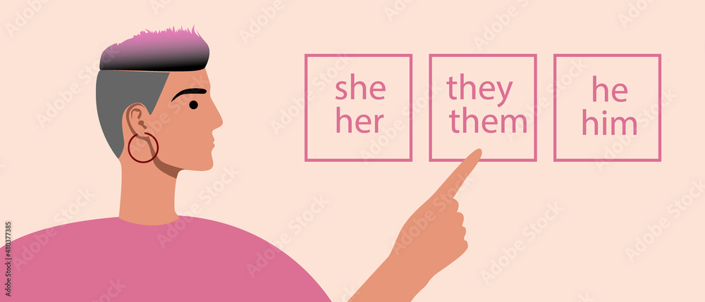 Gender choice, adult LGBTQ person, Flat vector stock illustration with ...