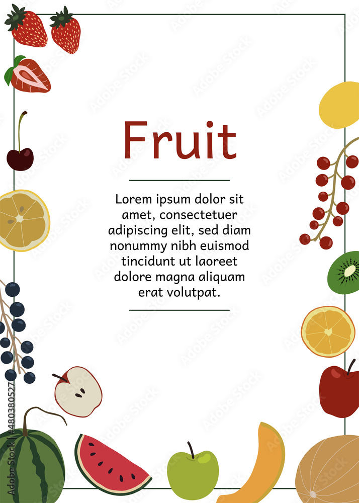 Frame with fruits. Vector illustration. Stock Vector | Adobe Stock
