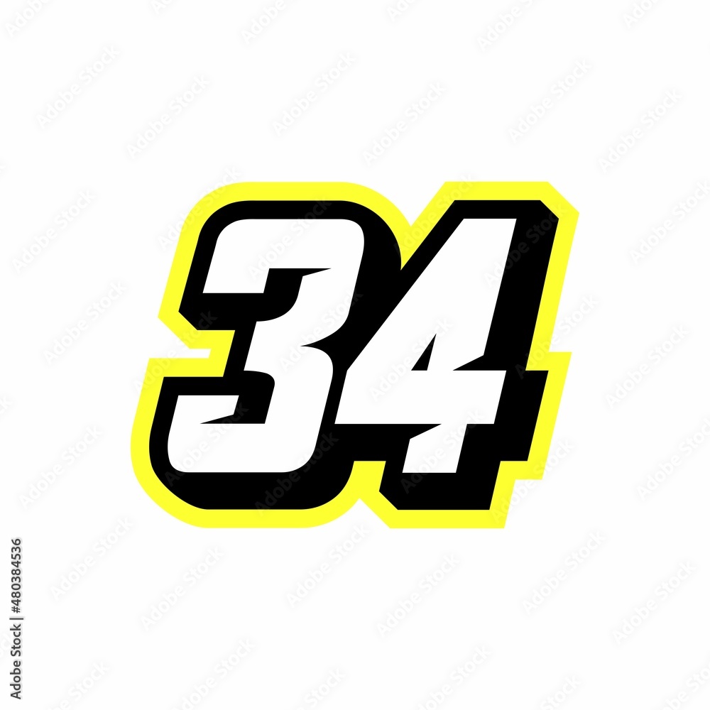 Racing number 34 logo design inspiration Stock Vector | Adobe Stock