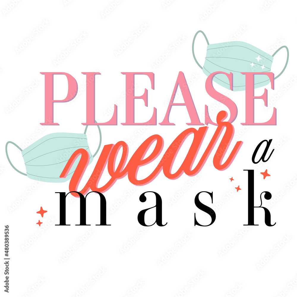 Vector Retro PLEASE WEAR A MASK for safety and health design. Stock ...