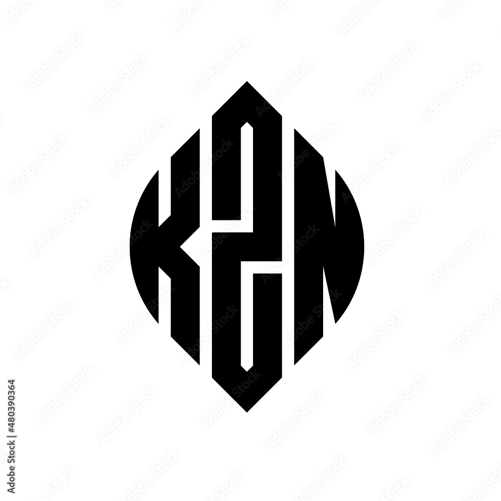 KZN circle letter logo design with circle and ellipse shape. KZN ...