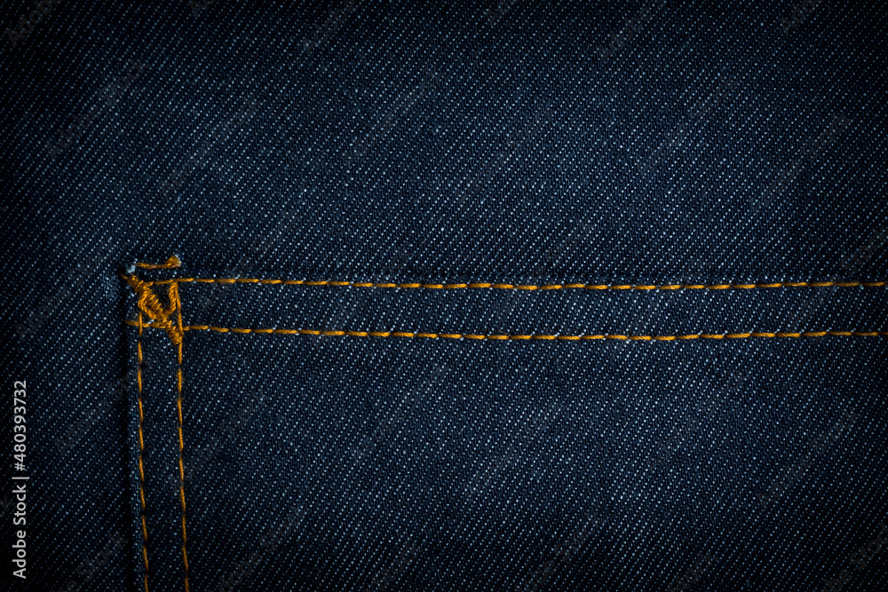 Dark blue jeans texture background with pocket. Stock Photo | Adobe Stock