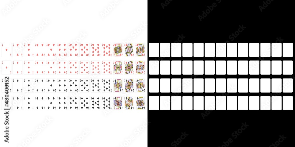 3D rendering illustration of a french playing cards deck Stock ...