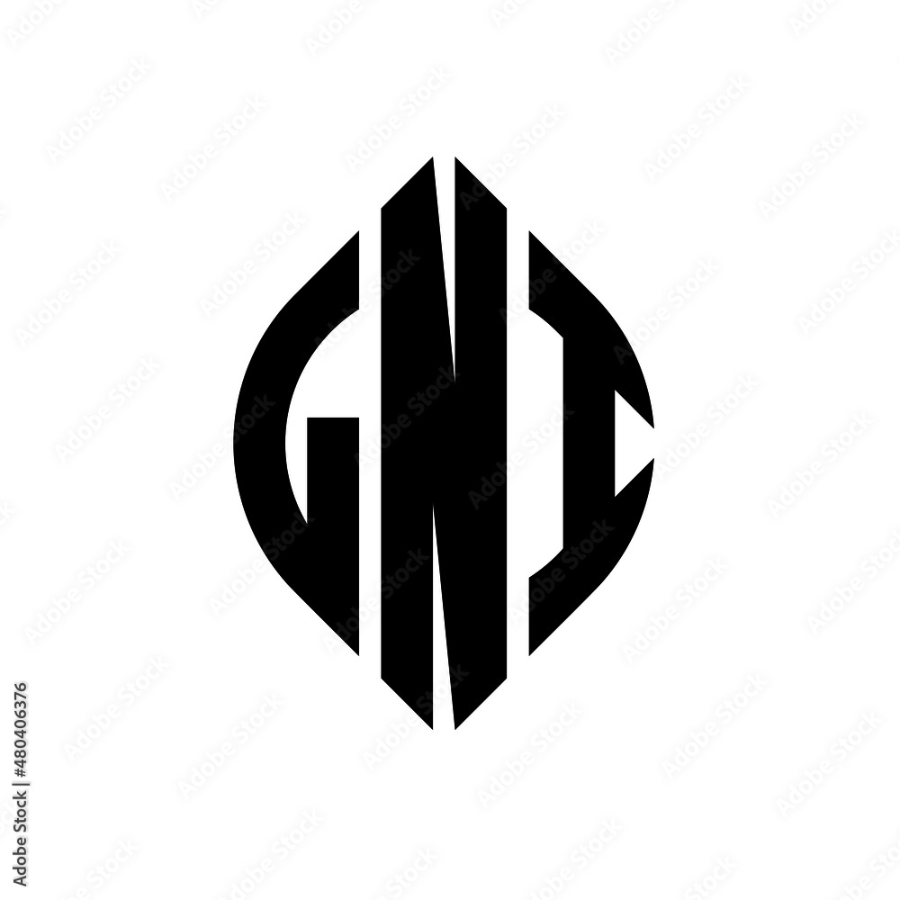 LNI circle letter logo design with circle and ellipse shape. LNI ...