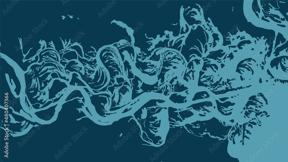 River map vector illustration. Pripyat river map, Ukraine. Watercourse ...