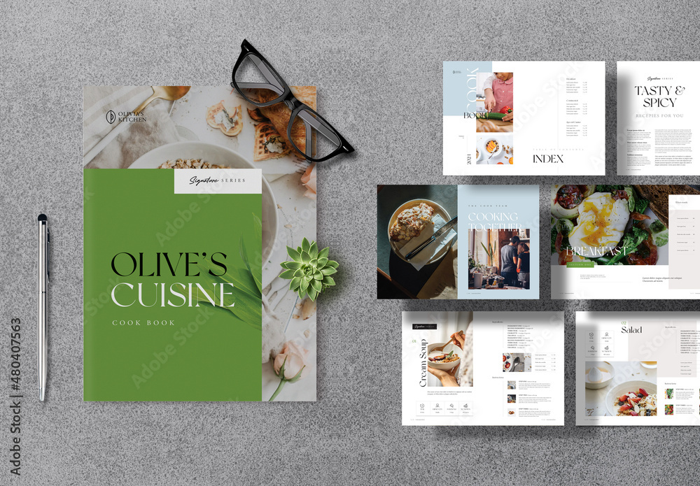 Cookbook Recipe Book Layout Stock Template | Adobe Stock