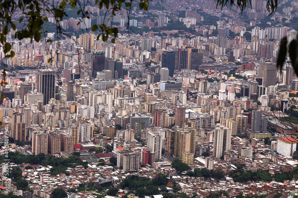 Aerial view of the central areas of the Venezuelan capital district ...
