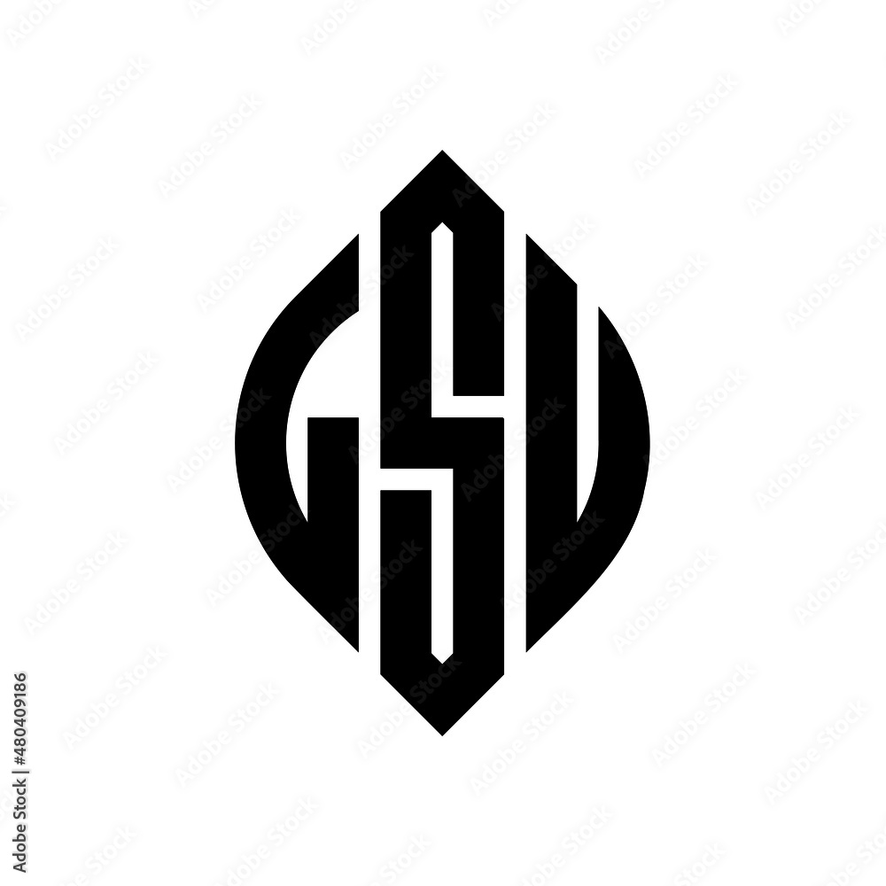 LSU circle letter logo design with circle and ellipse shape. LSU ...