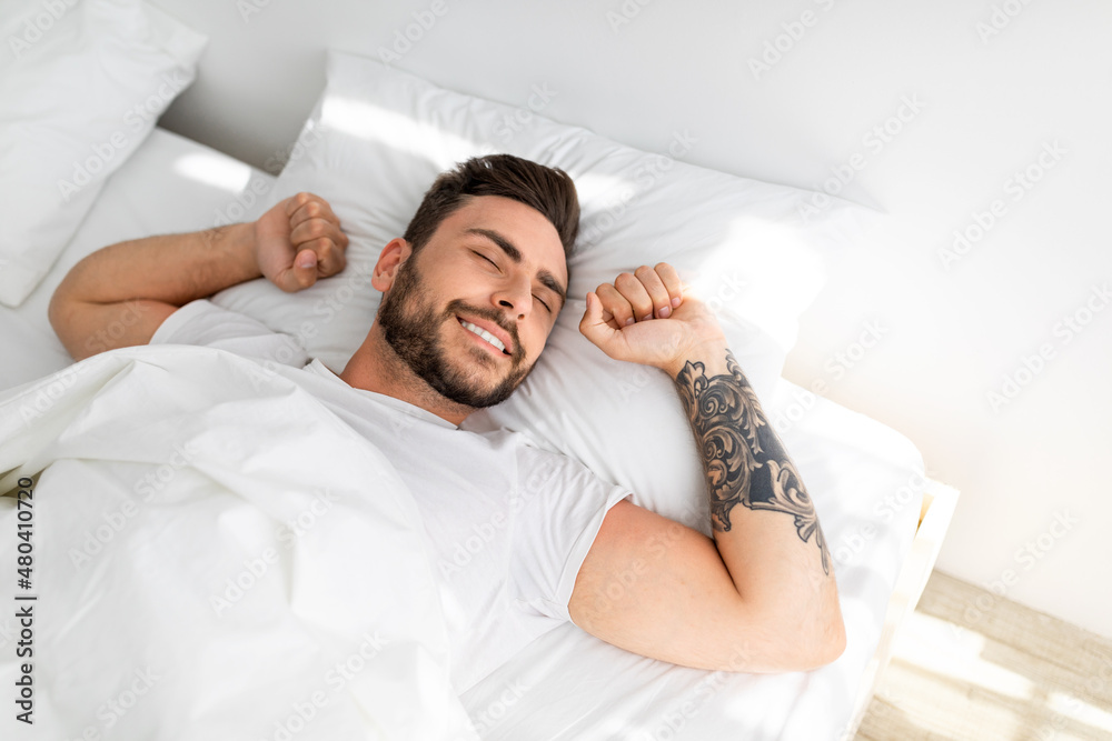 Man Waking Up Happy
