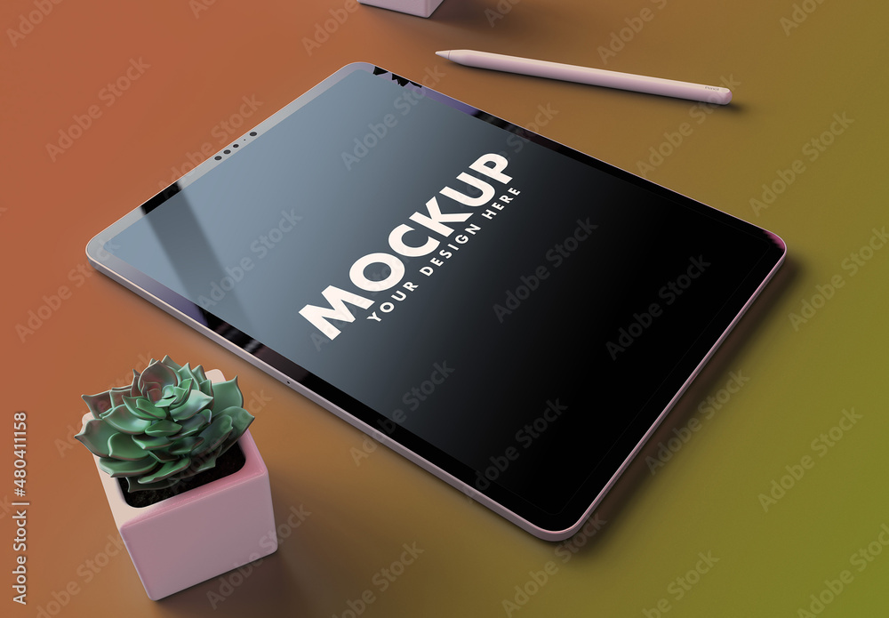 Pro Tablet Mockup on a Autumn Lemonade Background and Trendy Succulent ...