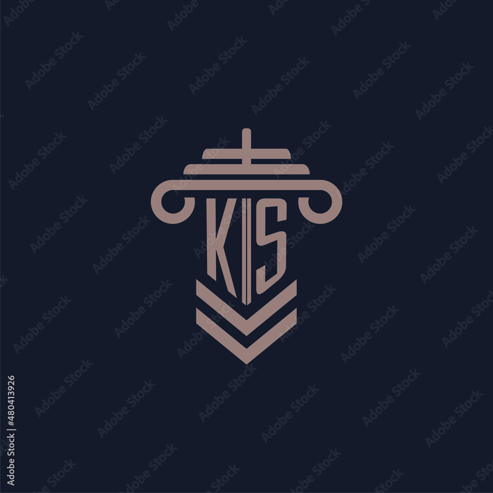 KS initial monogram logo with pillar design for law firm vector image ...
