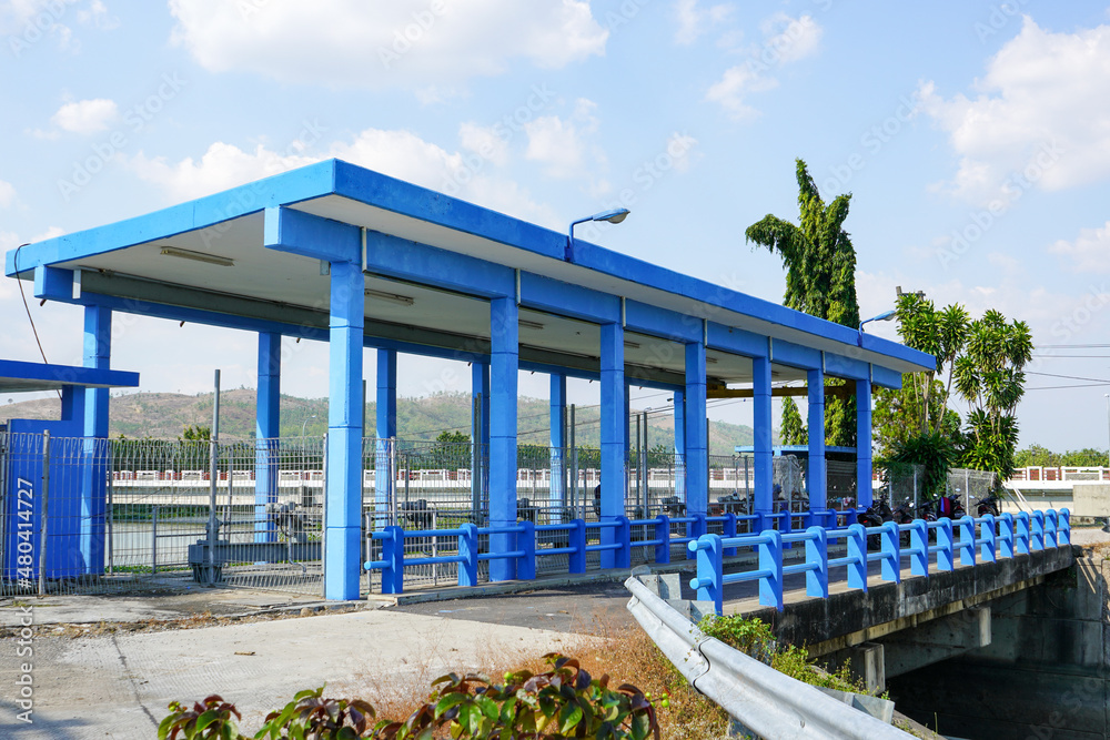 The water flow channel from the dam which is flowing with very heavy ...