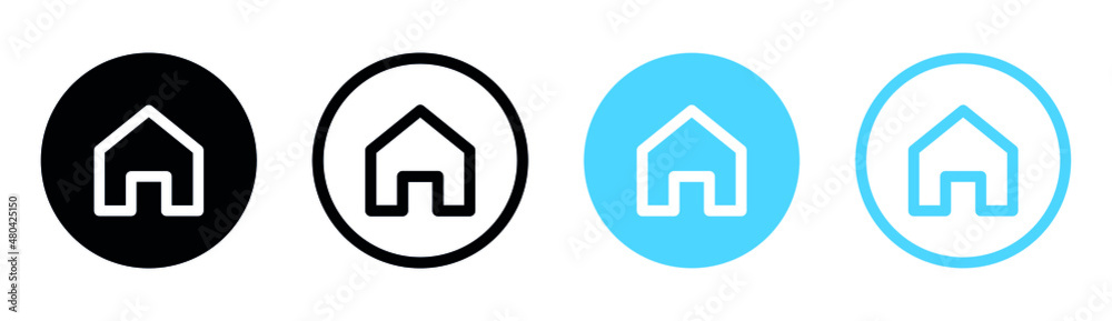 Web home icon for apps and websites, House icon, Home sign in circle or ...