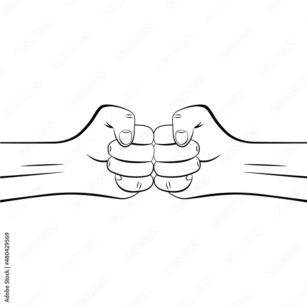 Two clenched male fists bumping together. Concept of conflict ...
