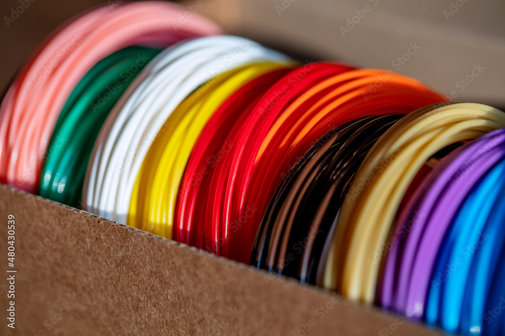Multi-colored plastic for creativity. Materials for crafts close-up ...