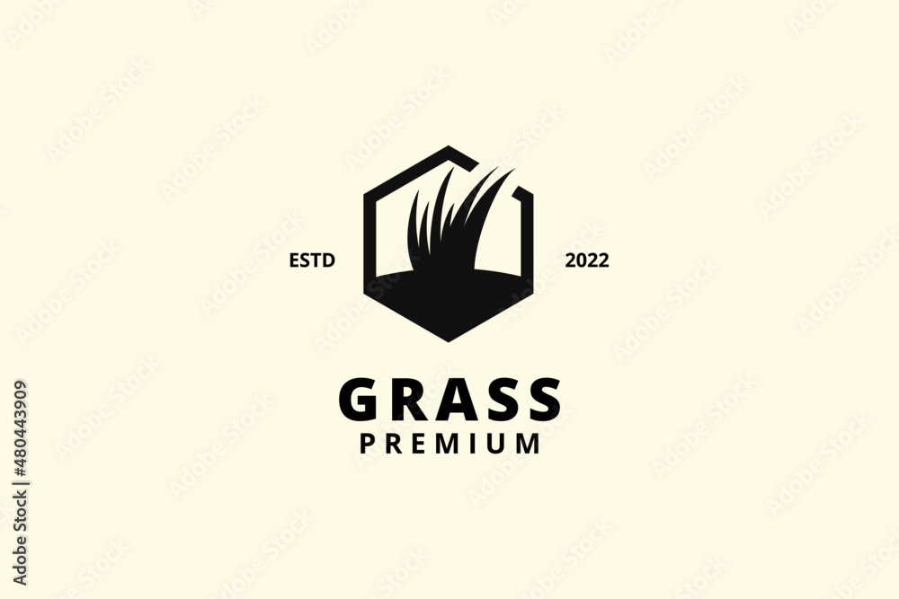 Emblem grass logo design inspiration template vector Stock Vector ...
