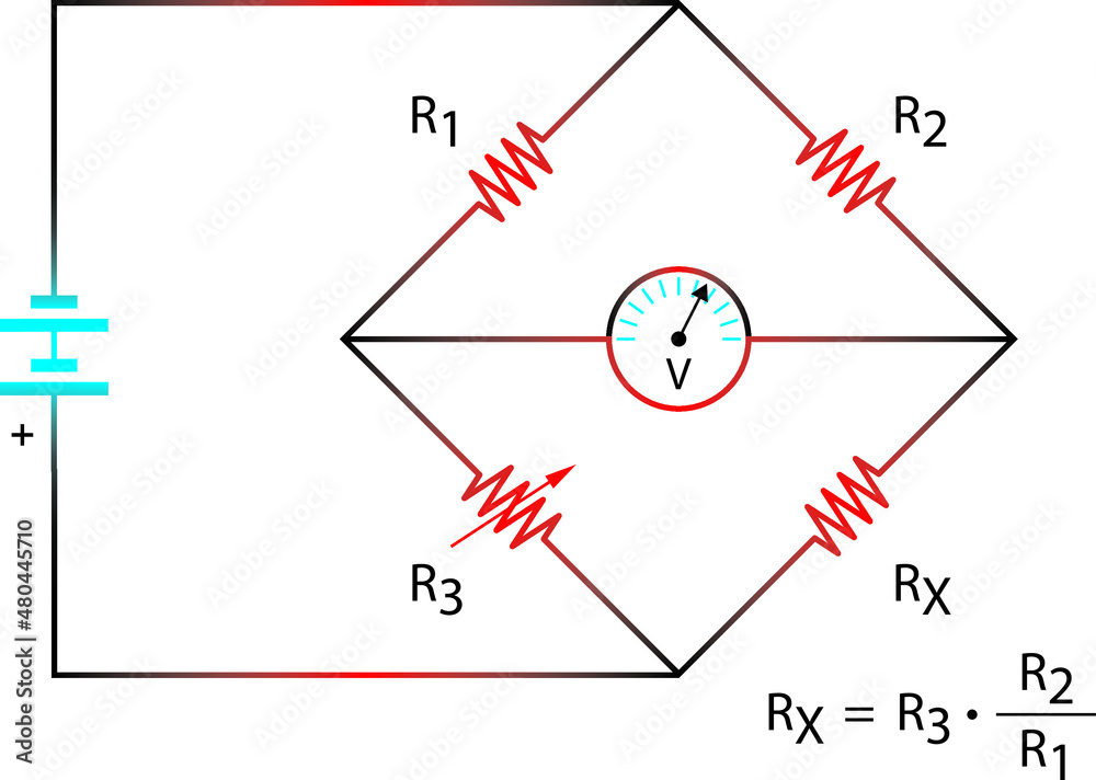 Electronic, Wheatstone Bridge Circuit with Formula Stock Vector | Adobe ...
