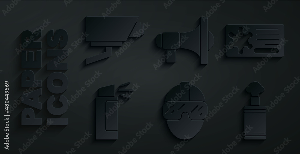 Set Special forces soldier, Police badge, Pepper spray, Hand grenade ...