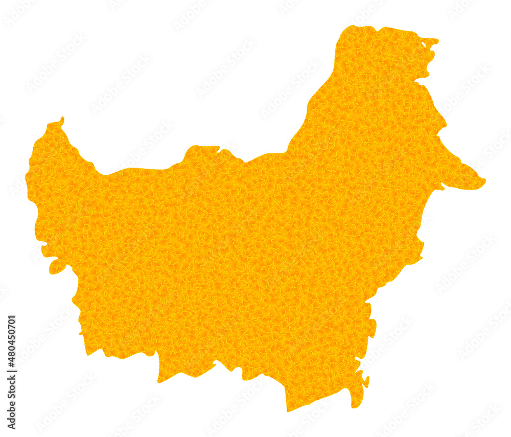 Vector Golden map of Borneo Island. Map of Borneo Island is isolated on ...