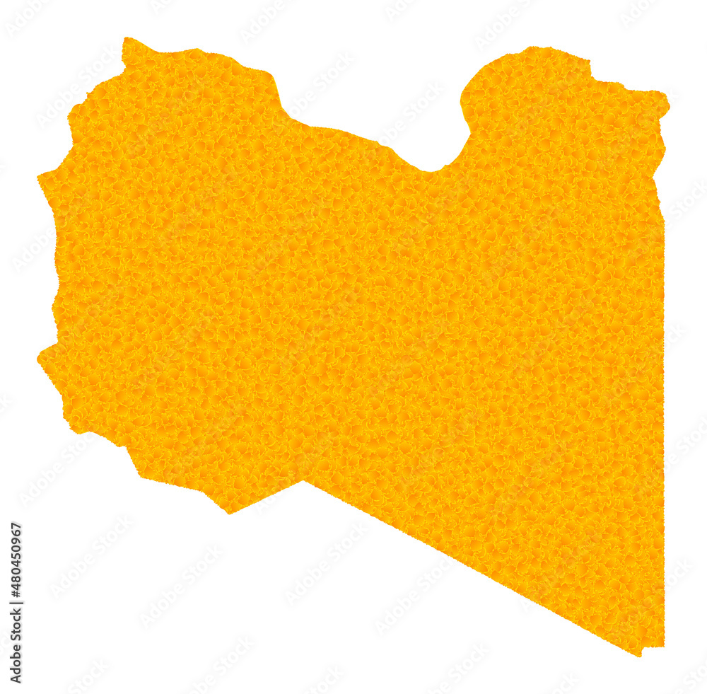 Vector Gold map of Libya. Map of Libya is isolated on a white ...