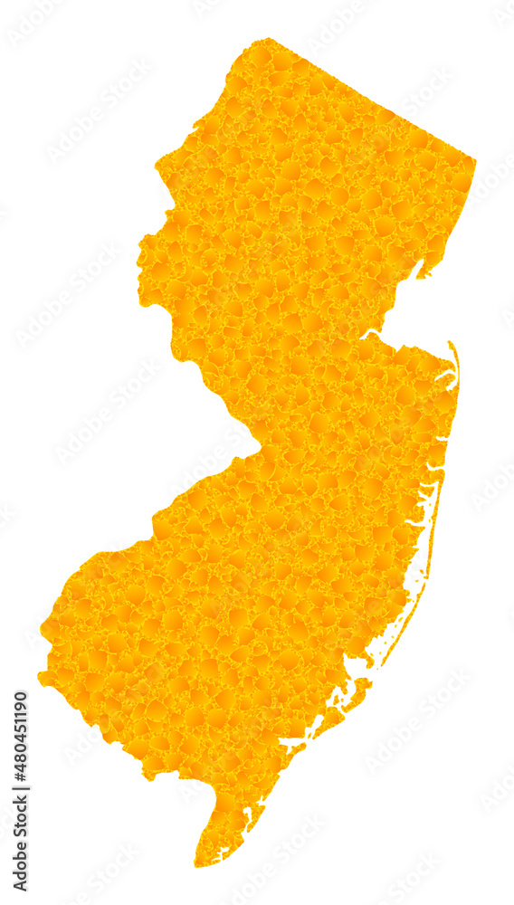 Vector Golden map of New Jersey State. Map of New Jersey State is ...
